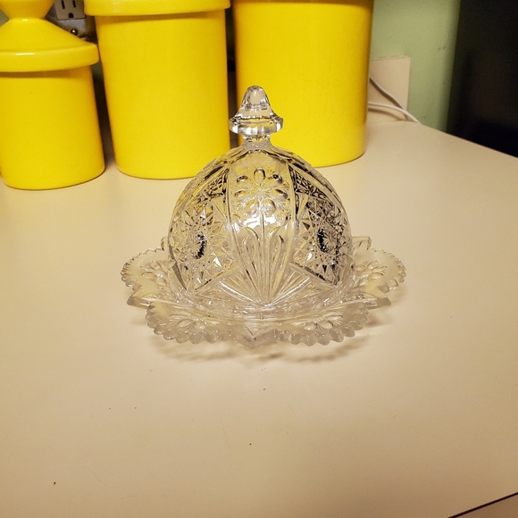 Imperial Glass Company Dining Vintage Eapg Imperial Glass La Rochelle Cosmos Dome Butter